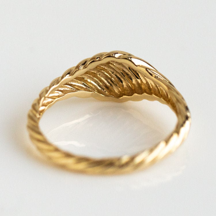 Solid 14k/9k Gold Twisted Signet Ring, Minimalist Gold Ring, Small/tiny ...