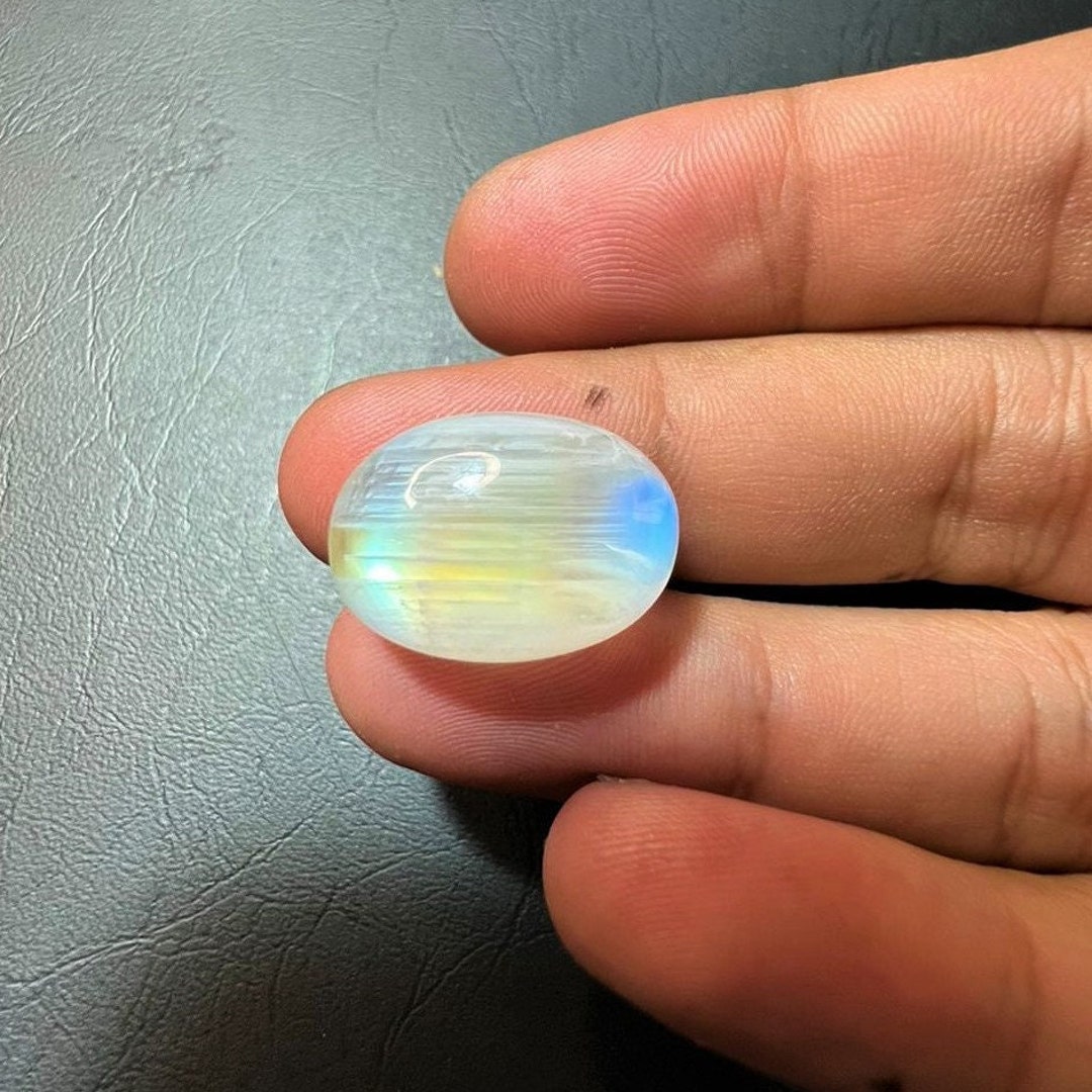 100% Natural Blue Moonstone Cabochon Oval Shape Moonstone Multi Flash ...