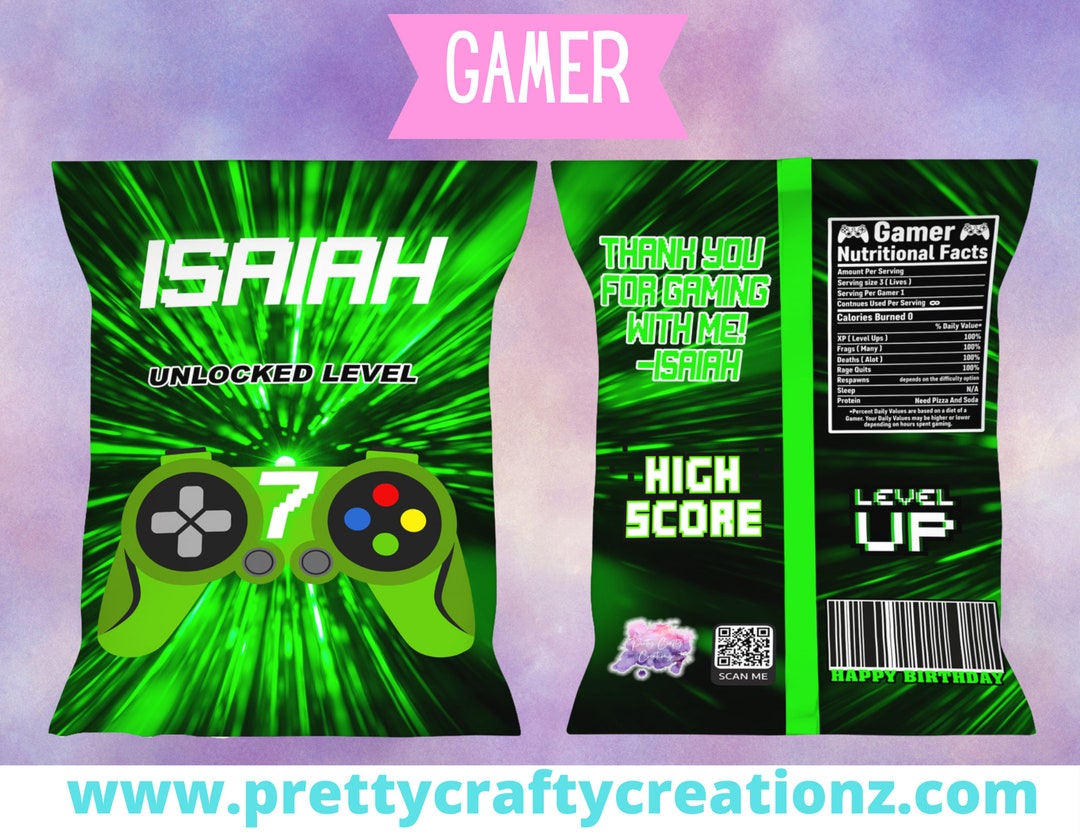 DIGITAL Gamer Chip Bags/ Party Favor/ Birthday Chip Bag/ Gamer Theme - Etsy