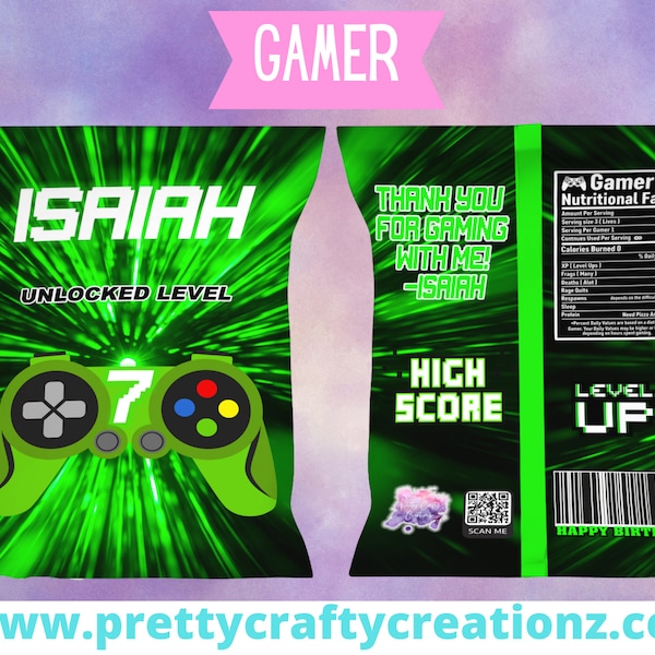 Gaming Birthday Party Chip Bags - Etsy
