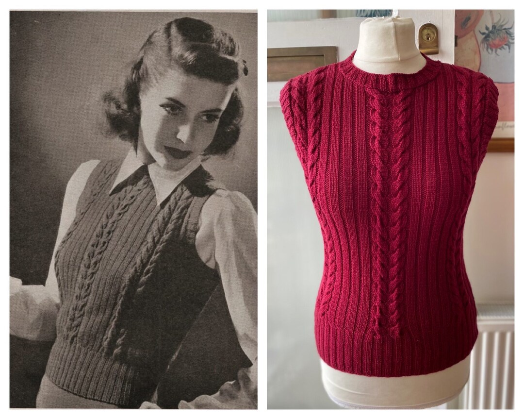 1930s 1940s 1950s Style Women’s Hand Knitted Pullover Vest - Etsy