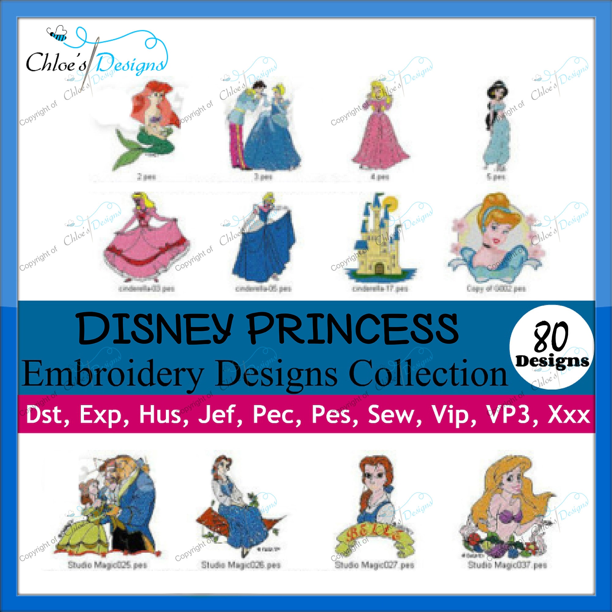 80 Disney Princess Brother Machine Embroidery Designs | Etsy