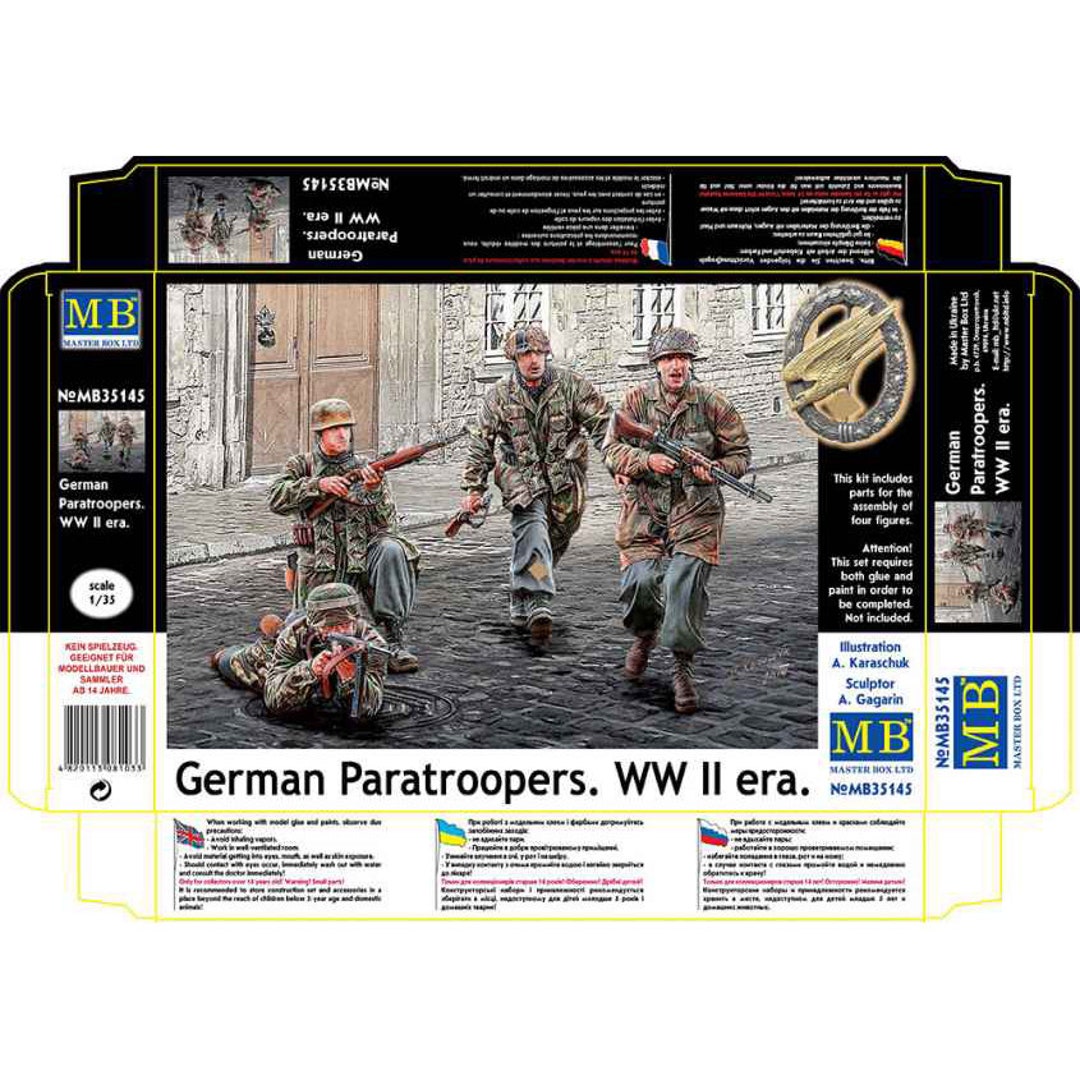 Scale Kit 1/35 MASTER BOX 35145 German Paratroopers, WWII Era Plastic ...