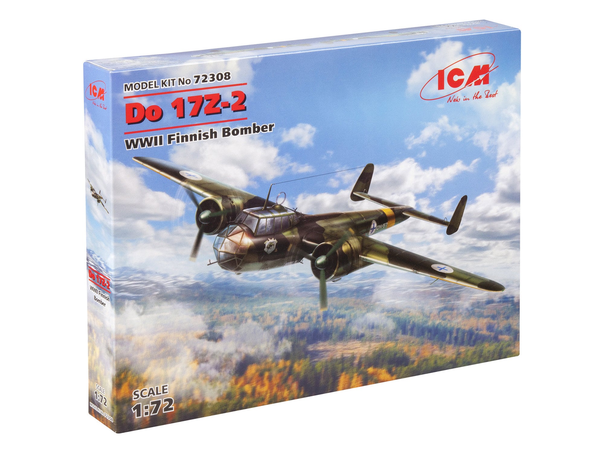 1/72 Plastic Model ICM72308 Airplane Kit Do-17z-2 WWII Finnish Bomber ICM 72308 / Model Airplane ...