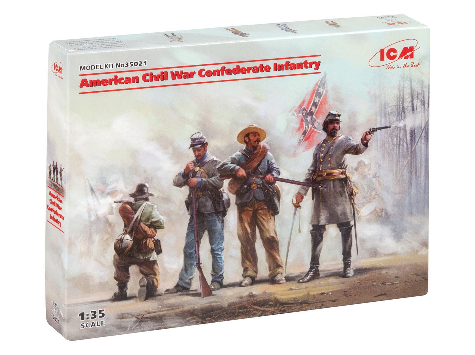 1:35 Plastic Model Kit. US Civil War Confederate Infantry 4 Figures ICM ...