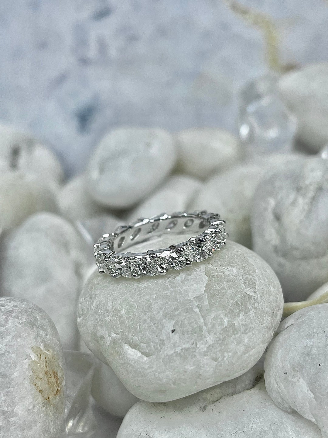 Marquee Stones Lab Grown Diamonds or Moissanite Eternity Band 14K Gold ...