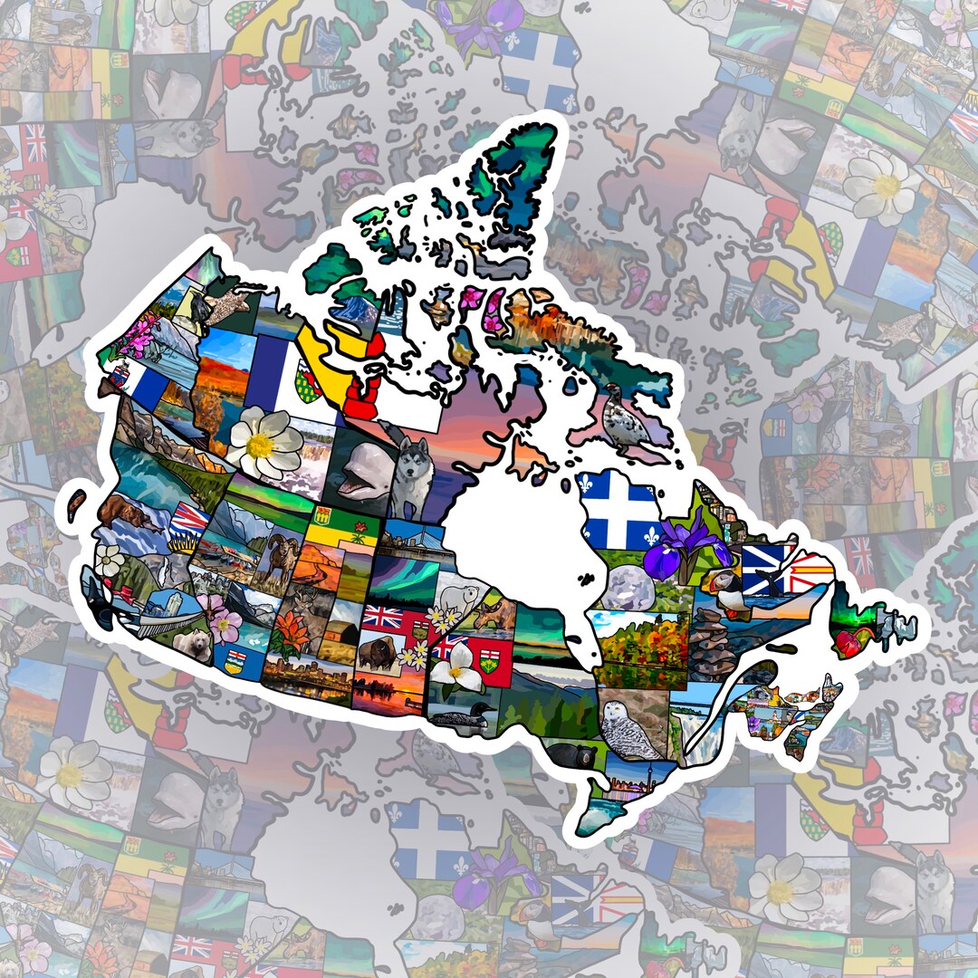 Map of Canada Sticker Canada Waterproof Sticker Weatherproof Vinyl ...