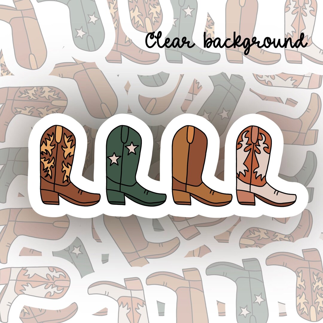 Cowboy Boots Sticker CLEAR BACKGROUND WEATHERPROOF Sticker Vinyl ...