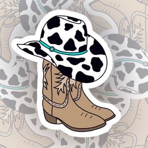 Cowboy Boots & Hat Sticker WATERPROOF Sticker Country - Etsy