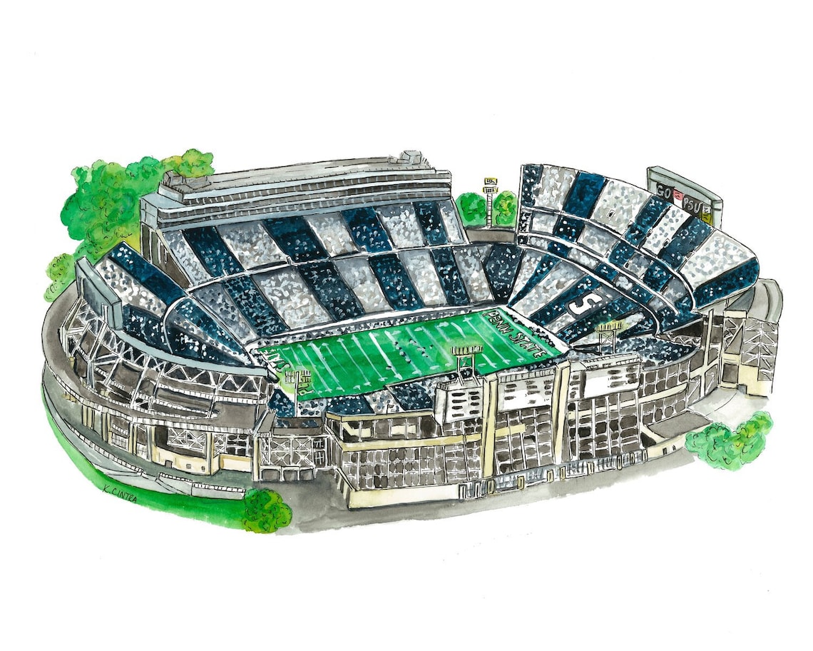 Penn State Stadium Art Print, College Wall Decor, Beaver Stadium Art ...
