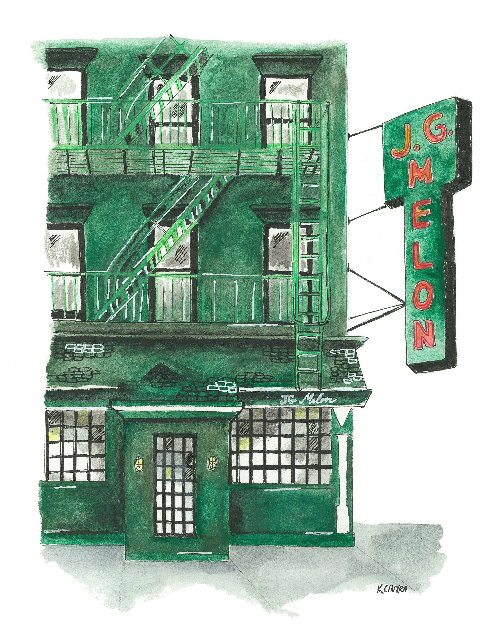 J G Melon front View NYC Print, Food Art Print, NYC Art Print, New York ...