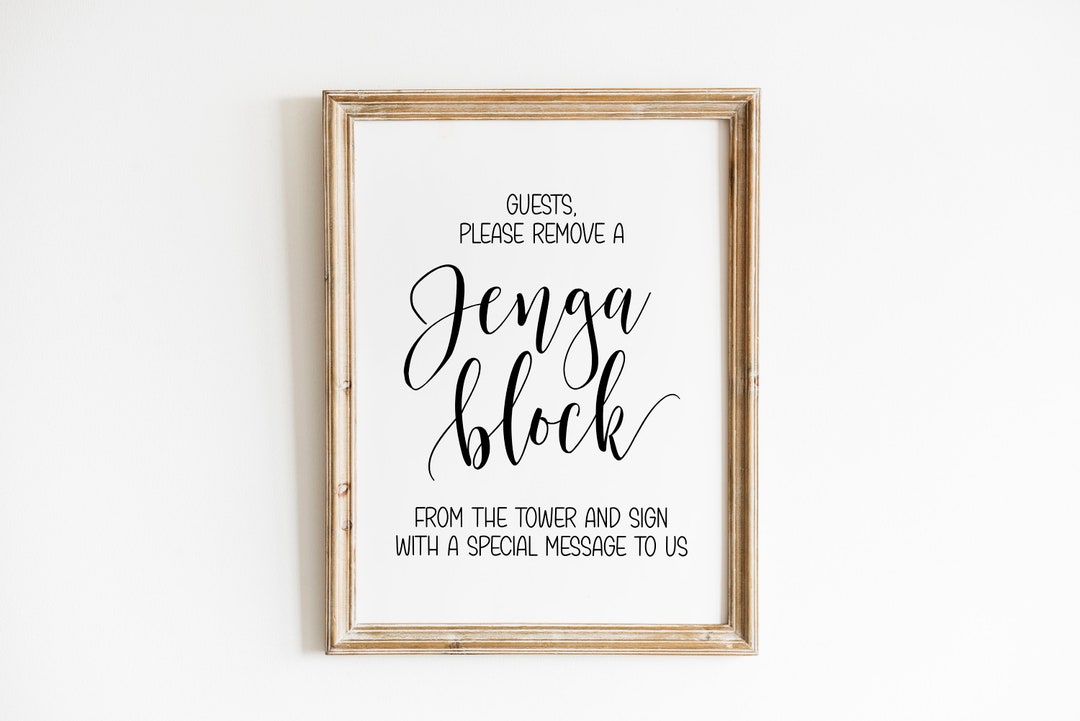 Wedding Jenga Sign, Sign A Jenga Block Sign, Jenga Tower Guestbook ...