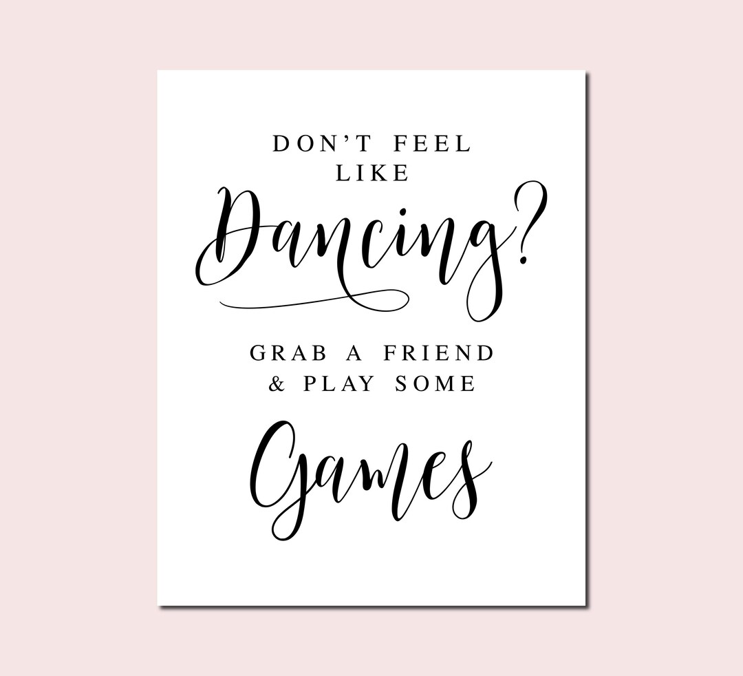 Wedding Game Table Sign: Play Games, Not Dancing (digital Download) - Etsy