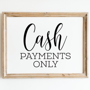 Cash Payments Only Sign: Small Business Printable (digital Download) - Etsy