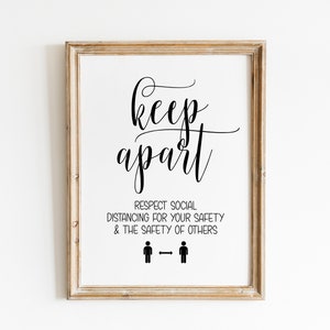 Keep Apart Social Distance Sign 6 Feet Apart Sign Respect - Etsy