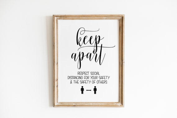 Keep Apart Social Distance Sign 6 Feet Apart Sign Respect | Etsy