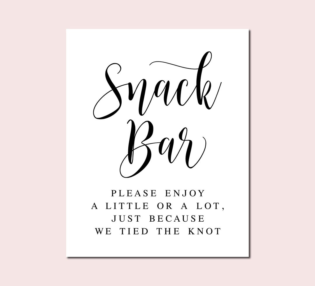Snack Bar Wedding Sign: Elegant Script (digital Download) - Etsy