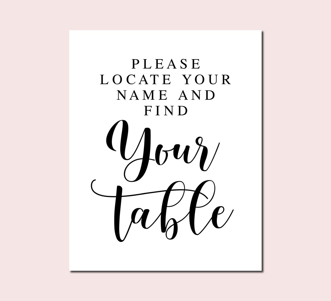Find Your Table Wedding Sign: Elegant Seating Chart (digital Download ...