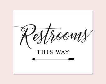 Toilet This Way Sign, Modern Minimalist Wedding Bathroom Signs, Wedding ...