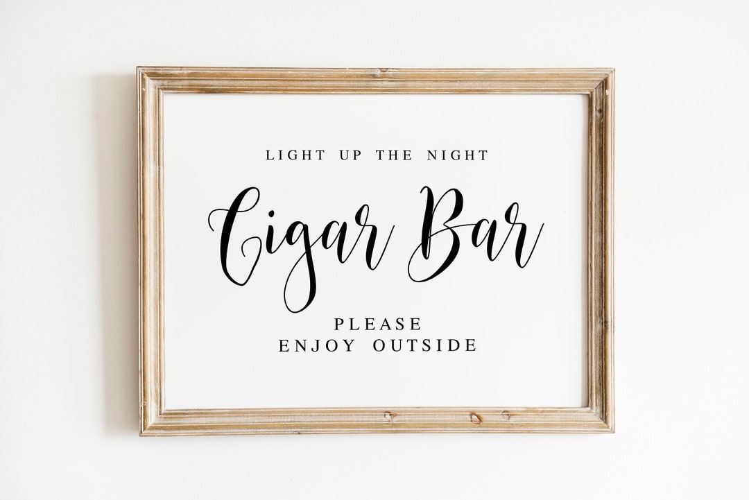 Light up the Night Cigar Bar Sign Please Enjoy Outside - Etsy