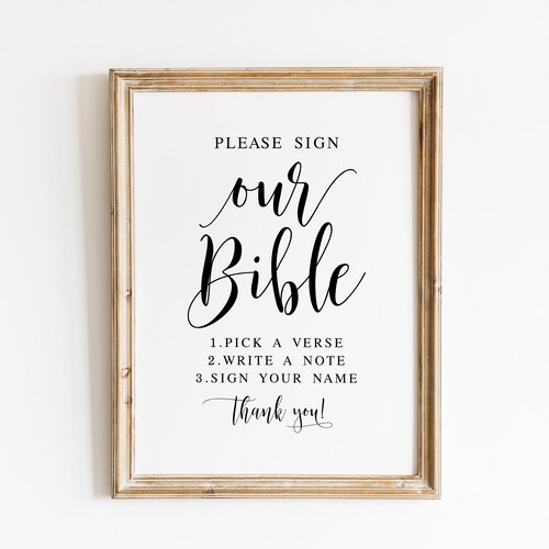 Please Sign Our Bible Bible Verse Guest Book Wedding Signs - Etsy