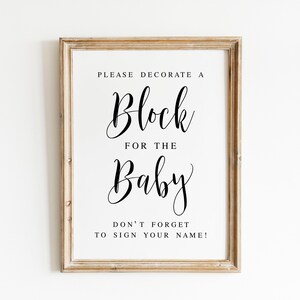Please Decorate A Block for the Baby, Baby Shower Jenga Sign, Jenga ...