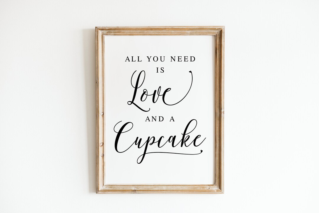 Letrero de boda "Amor y Cupcake": Impresión caligráfica elegante ...