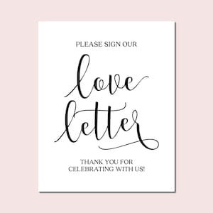 Please Sign Our Love Letter, Modern Minimalist Wedding Signs, Love ...