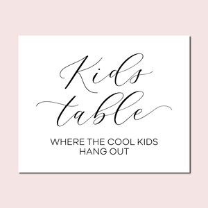 Kids Table Sign, Where the Cool Kids Hang Out, Wedding Signs, Wedding ...
