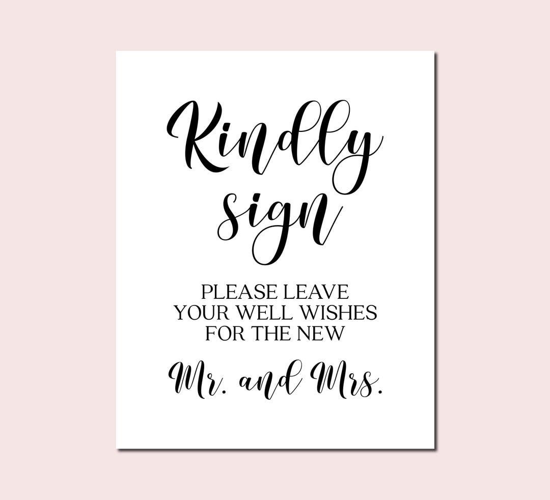 Kindly Sign Wedding Guestbook Sign, Modern Minimalist Wedding Signs ...