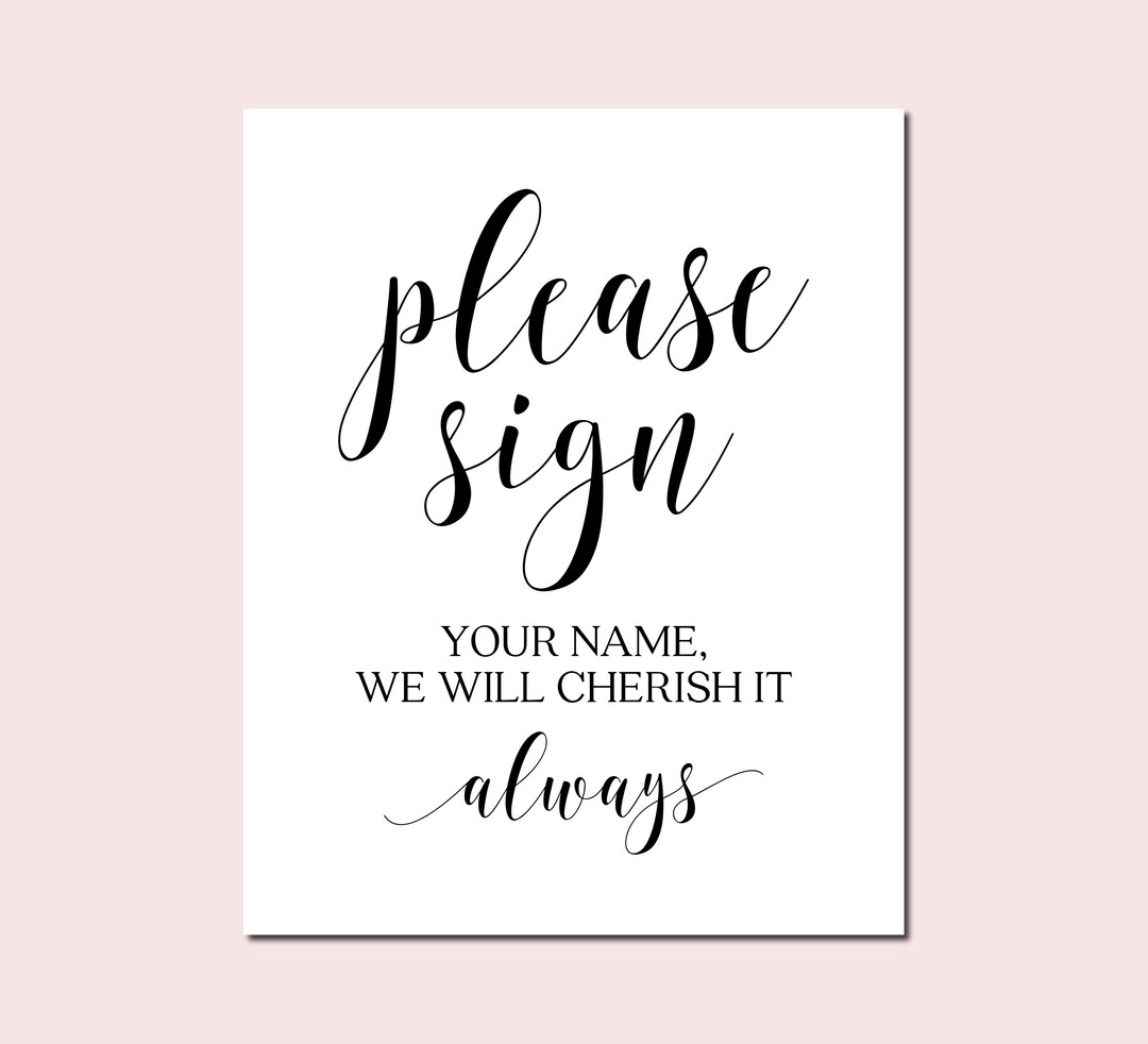 Please Sign Your Name, We Will Cherish It Always, Modern Minimalist ...