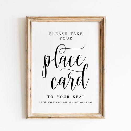 Please Take Your Place Card to Your Seat so We Know What You - Etsy