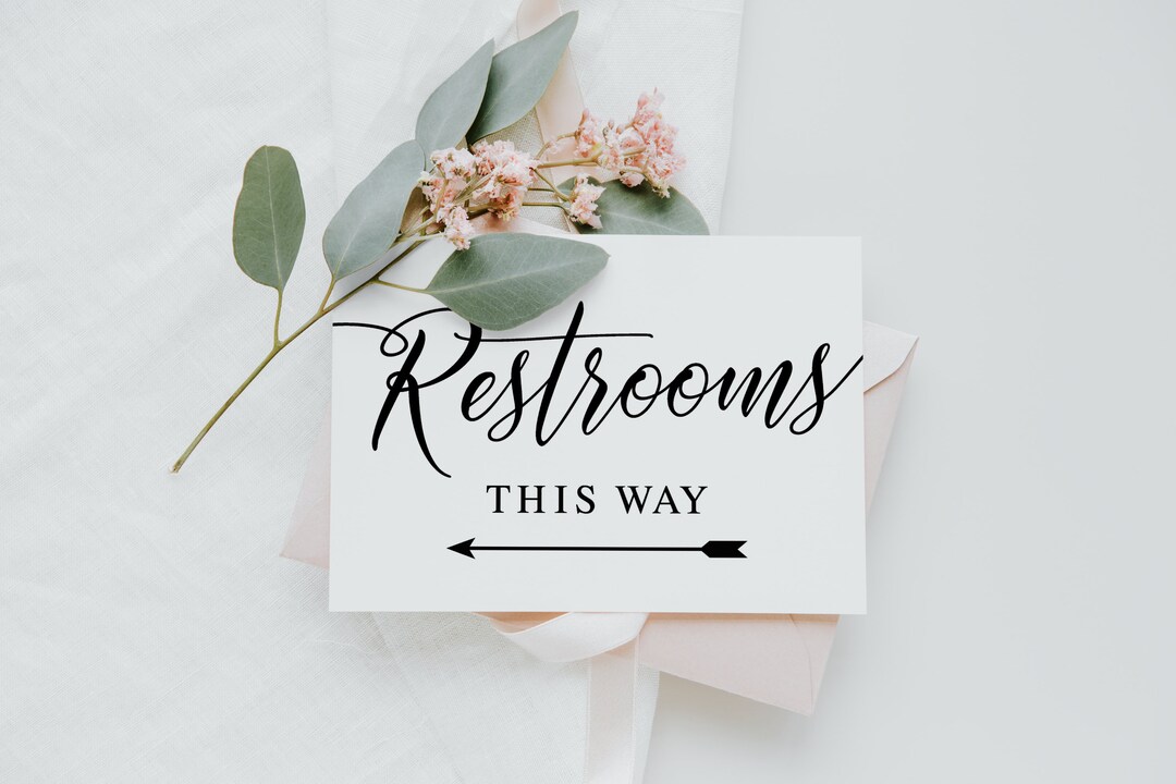 Restrooms This Way, Modern Minimalist Wedding Bathroom Signs, Wedding ...