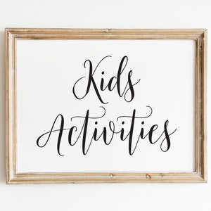 Kids Activities, Wedding Kids Table Sign, Wedding Prints, Wedding ...