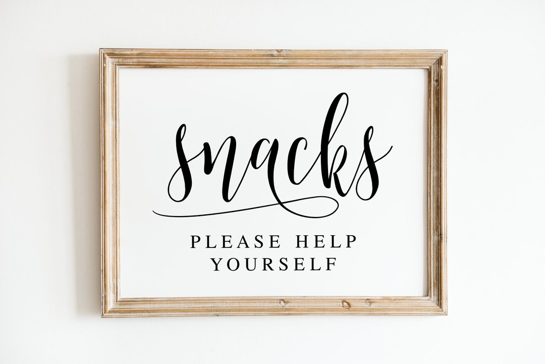 Snacks, Please Help Yourself, Wedding Signs, Wedding Decor, Snack Bar ...