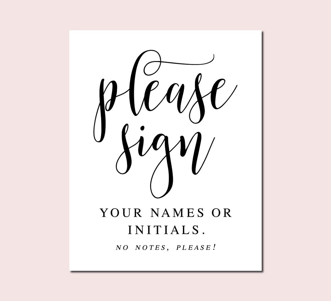 Please Sign Your Name or Initials, Wedding Signs, Wedding Decor ...