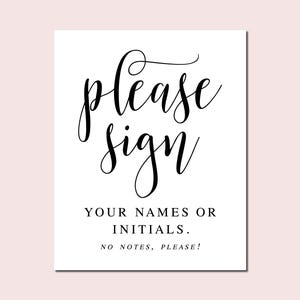 Please Sign Your Name or Initials, Wedding Signs, Wedding Decor ...