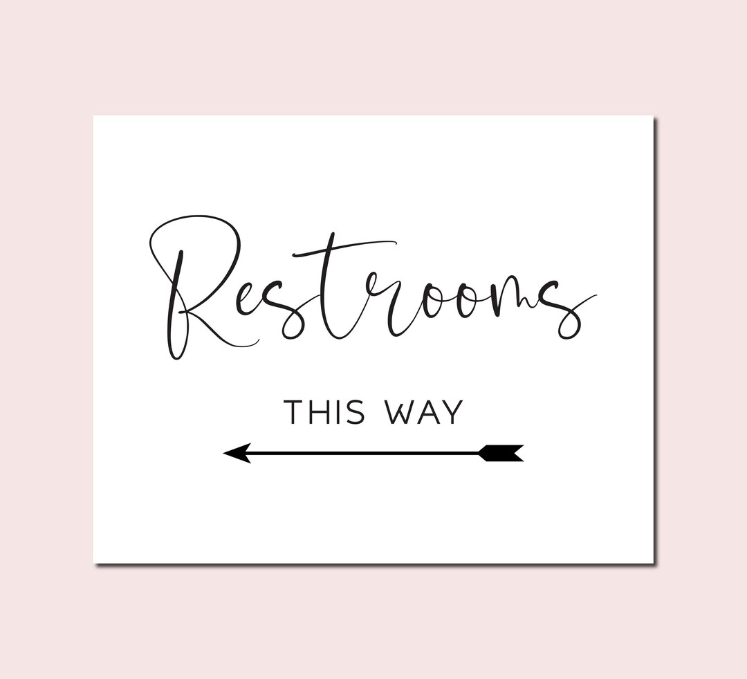 Minimalist Restroom Direction Sign: Wedding Printable (digital Download ...