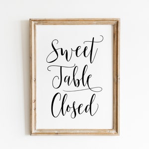 Sweet Table Closed Wedding Sign: Elegant Calligraphy (digital Download ...