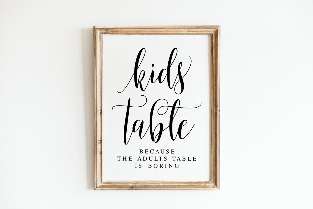 Kids Table Wedding Sign: Funny Printable Decor (digital Download) - Etsy