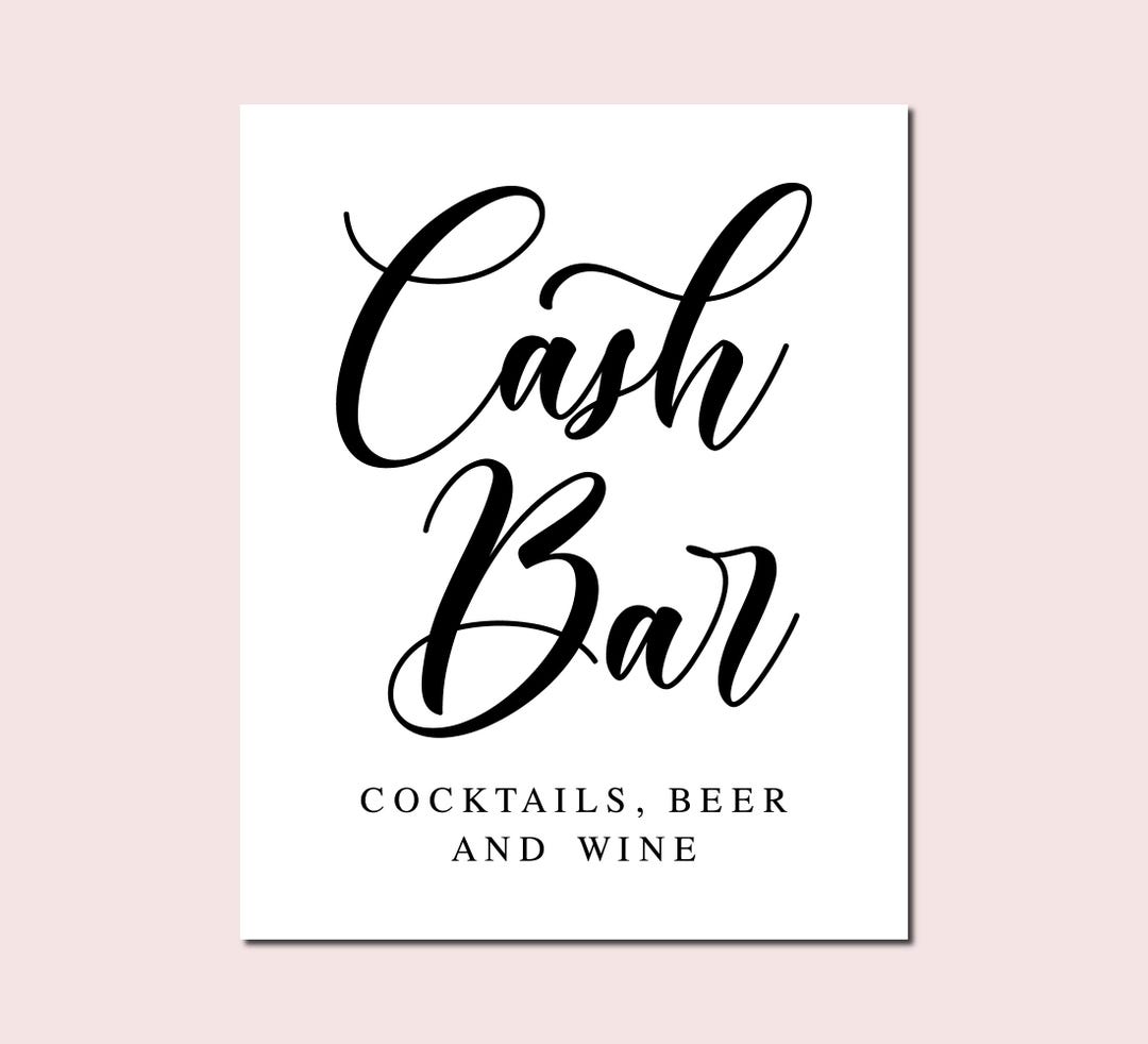 Cash Bar Sign, Cocktails Beer and Wine, Modern Minimalist Wedding Sign ...