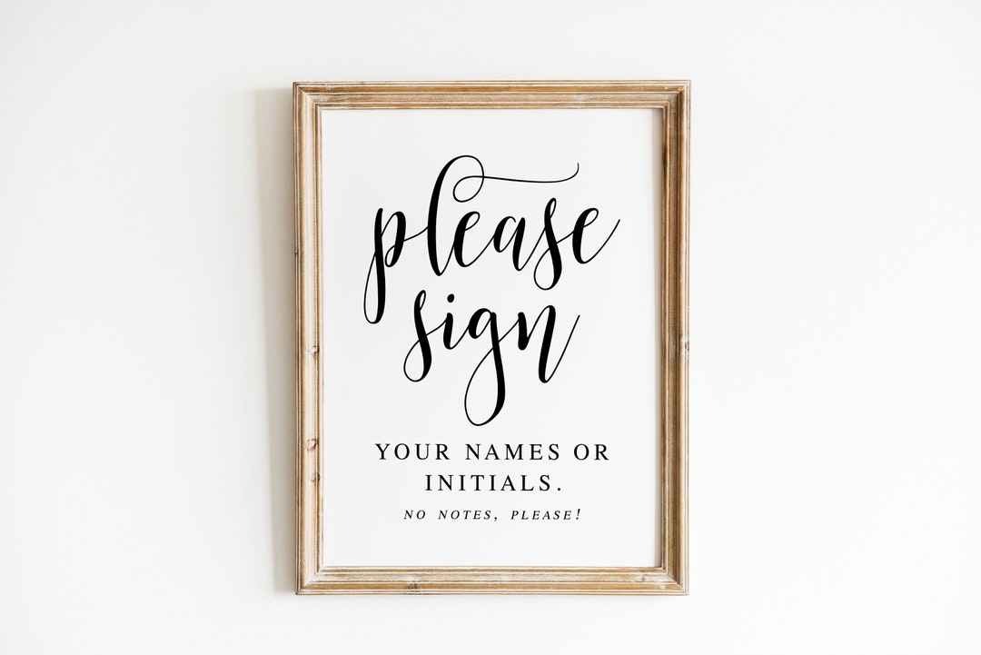 Please Sign Your Name or Initials, Wedding Signs, Wedding Decor ...