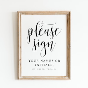 Please Sign Your Name or Initials, Wedding Signs, Wedding Decor ...