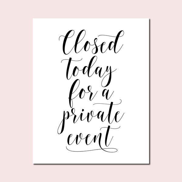 Closed for Private Event Sign - Etsy
