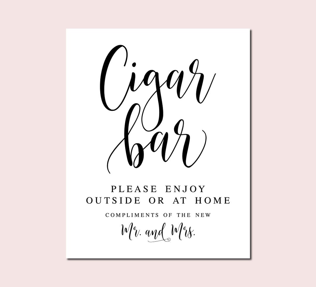 Cigar Bar Sign, Enjoy Outside or at Home, Wedding Signs, Wedding ...
