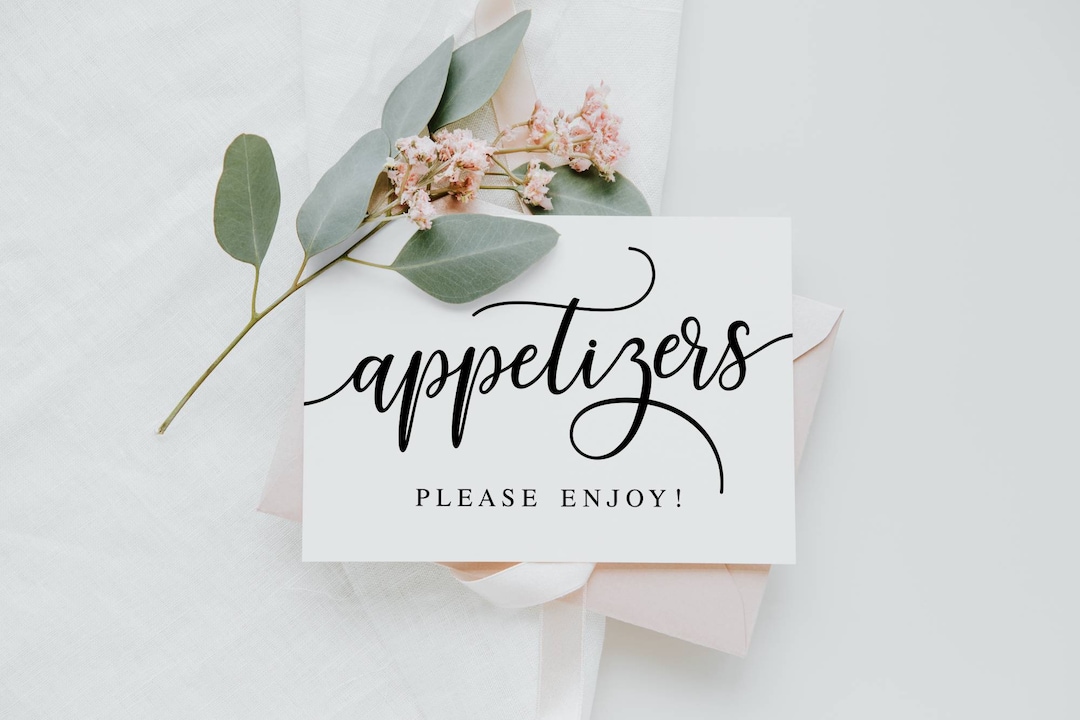 Appetizers, Please Enjoy, Wedding Signs, Wedding Food Sign, Wedding ...