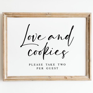 Love and Cookies, Please Take Two per Guest, Cookie Bar Signs, Wedding ...