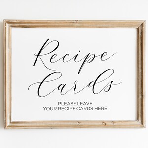 Recipe Cards Sign, Please Leave Your Recipe Cards Here, Wedding Signs ...