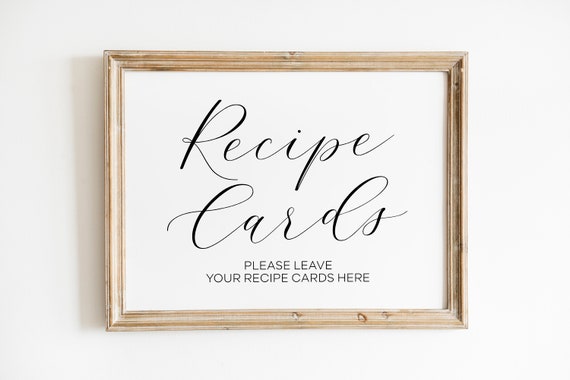 Recipe Cards Sign Please Leave Your Recipe Cards Here | Etsy