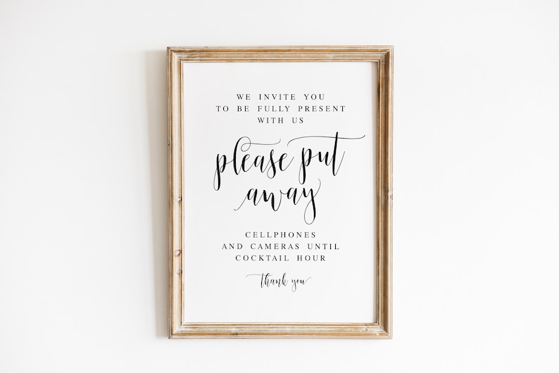 Please Put Away Your Phones and Cameras Wedding Signs | Etsy